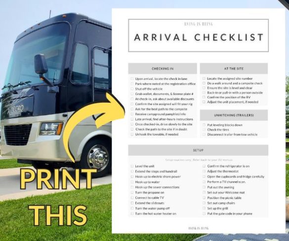 RV Arrival and Setup Checklist - RVing Is Being